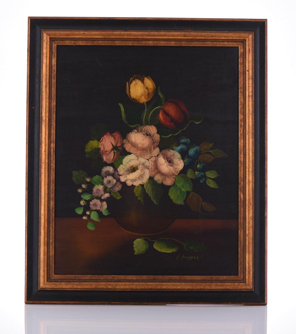 R. Ruggeri Oil Painting on Canvas Floral