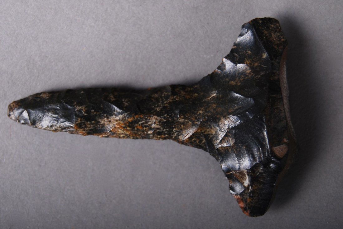 Native American Indian Artifact, Black Wide Head Drill