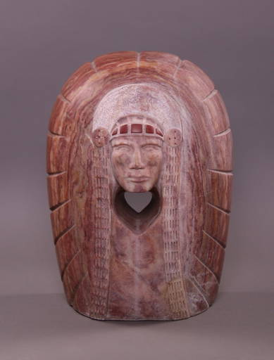 Native American Stone Carved Sculpture Of A Chief In