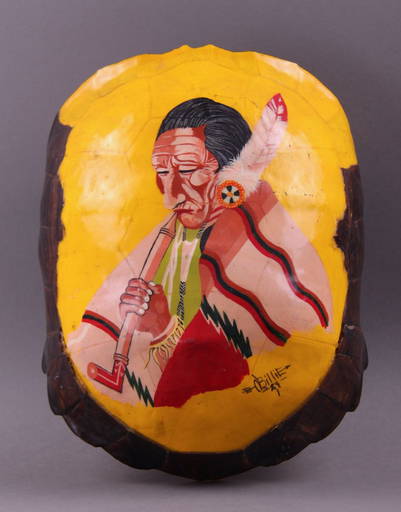 Native American Hand Painted Turtle Shell Of The Chief