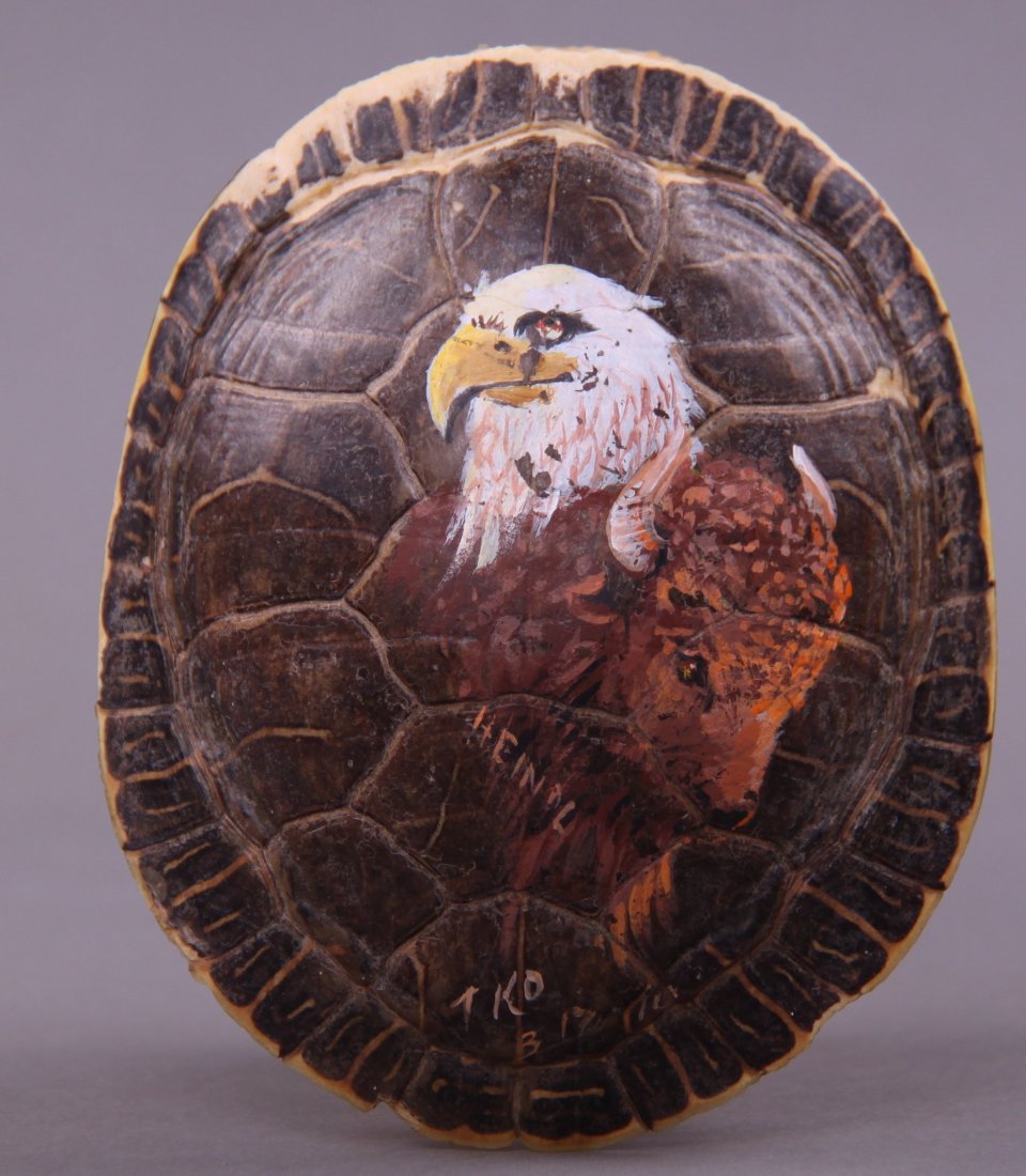 Native American hand painted turtle shell of Bald