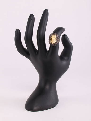 Antique Sterling Sliver And Ivory Colored Camel Ring.