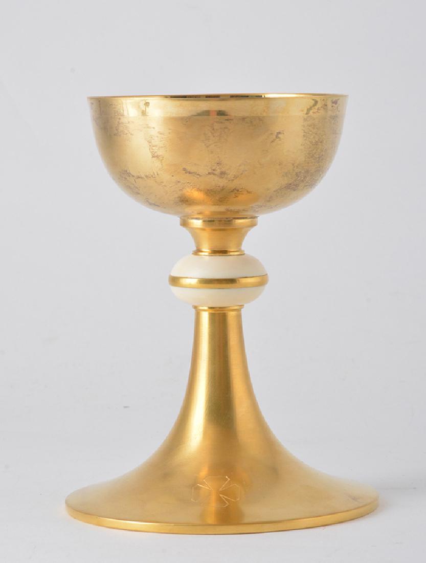 VERMEIL, METAL AND BONE CHALICE - FRANCE
