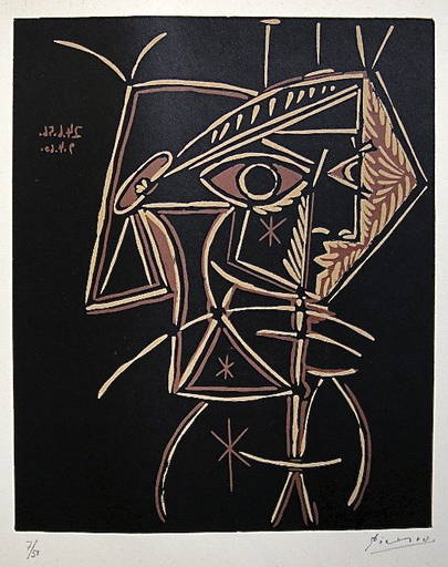 Pablo Picasso Hand Signed Linocut 1962