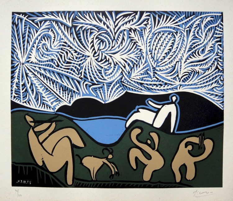 PABLO PICASSO, Hand signed Linocut, 1962