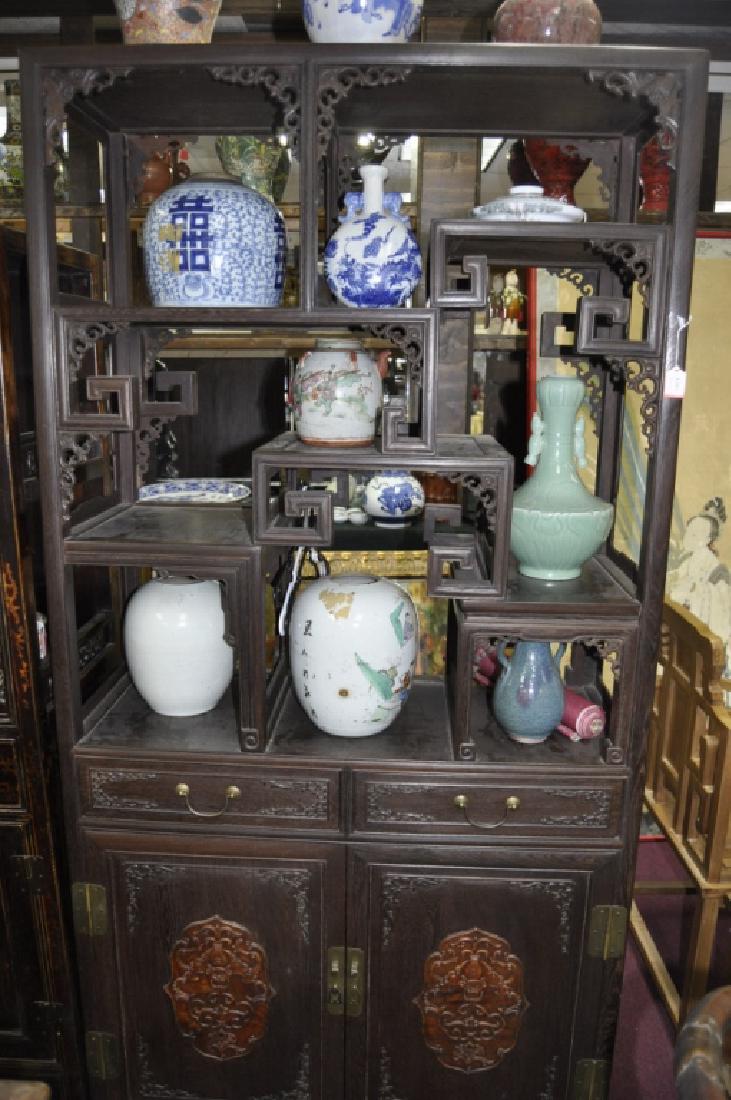 Chinese Carved Wood Display Cabinet