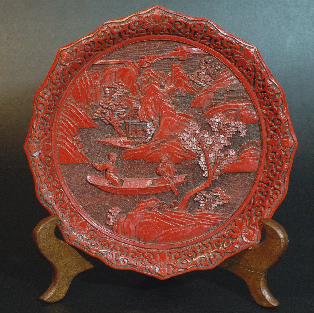 80: Chinese Red Lacquer Decorative Plate