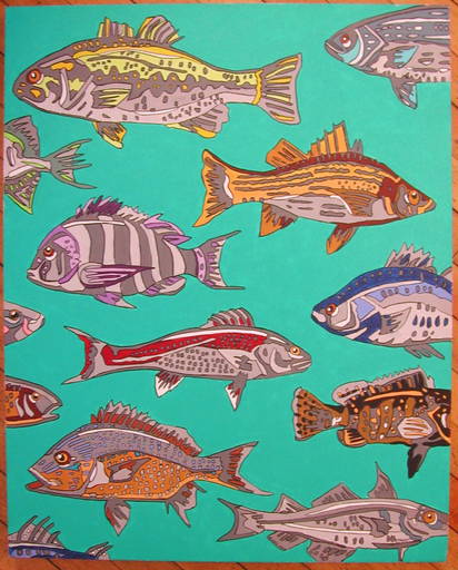 Mike Stanko (20th 21st C.), "go Fish," Acrylic On