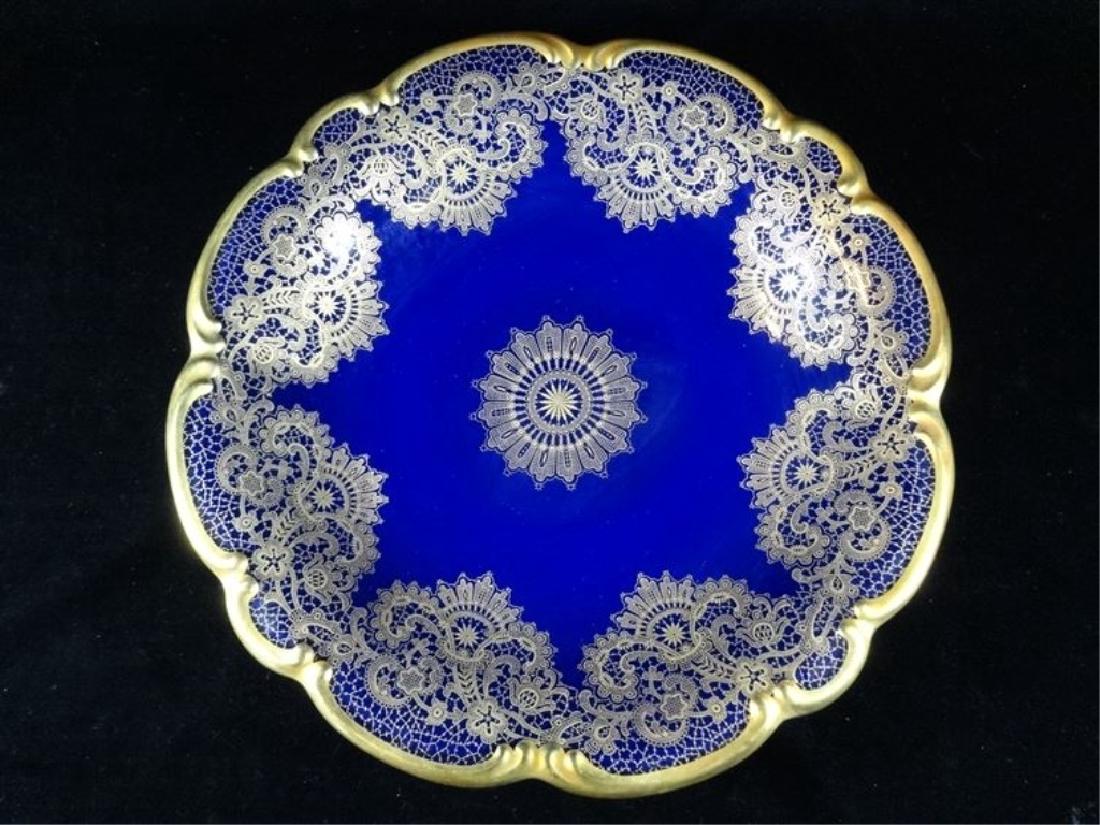 LINDNER BAVARIA ECHT COBALT PORCELAIN PLATE, GOLD GILT