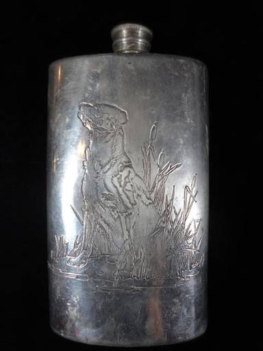 Vintage Orvis Sheffield England Spirit Flask, Pewter