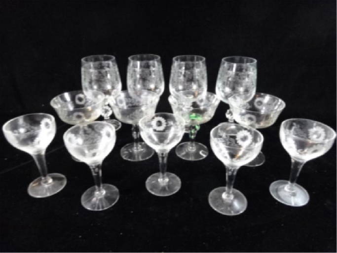 13 PC VINTAGE ETCHED CRYSTAL STEMWARE, 2 PATTERNS, - May 30, 2017 ...