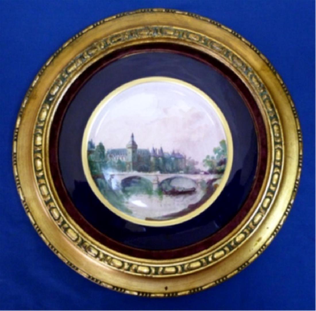 EARLY 1900S FRENCH HAND-PAINTED CHARGER “BRIDGE