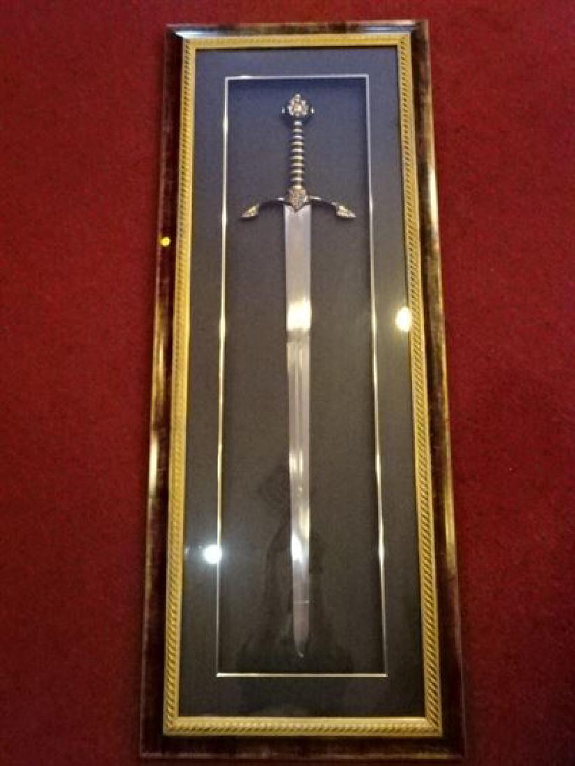 LARGE SWORD, EXCALIBUR REPLICA, GILT AND PAINTED METAL,