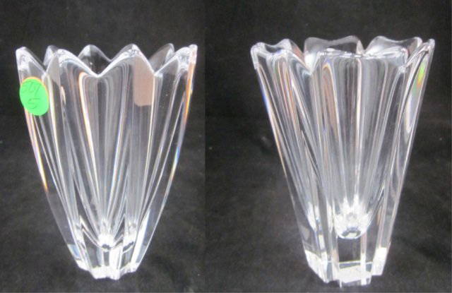 2 Orrefors Crystal Vases, Etched "orrefors" On Base