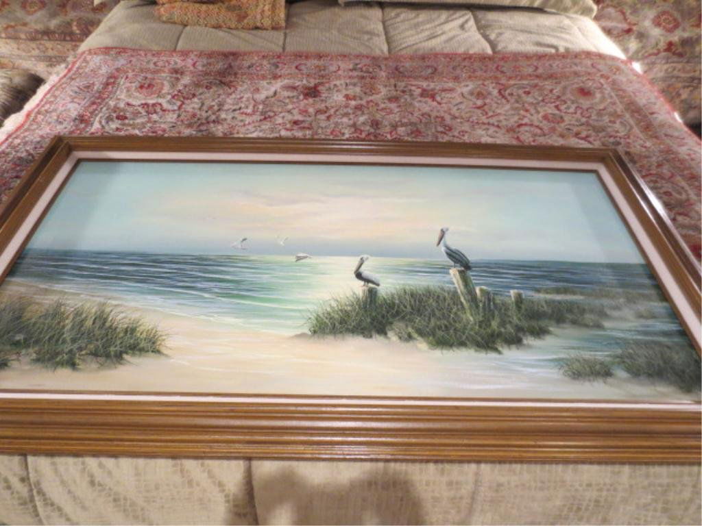 14: W. DAWSON OIL PAINTING ON CANVAS, SEASCAPE WITH PEL