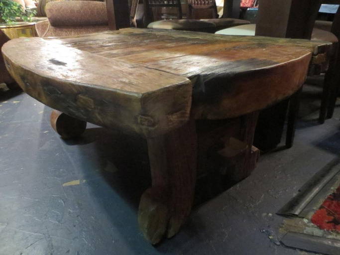 Rustic Style Heavy Wood Coffee Table, Approx 4'l