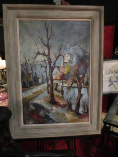 Vintage Jacques Hansel Oil Painting On Canvas, Paris Sc