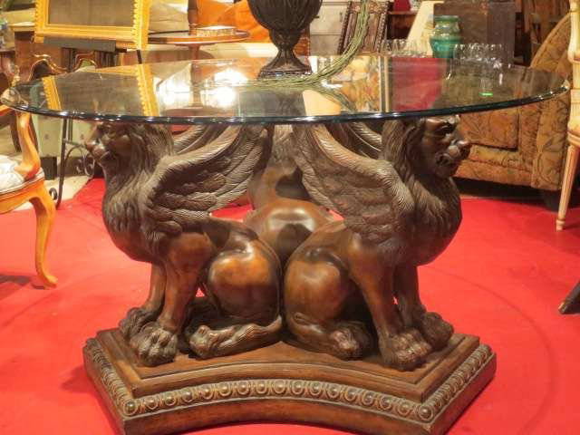WINGED LION BASE TABLE, GLASS TOP SUPPORTED BY 3 LIONS - Mar 19, 2013 ...