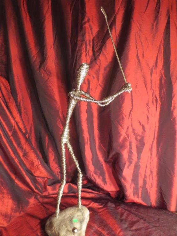 Large Wire Sculpture, Golfer Figure, Approx 32"h