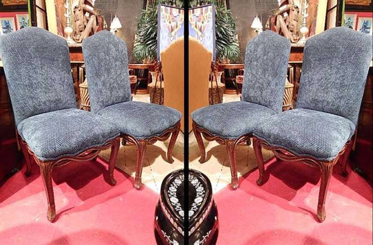 Set Of 4 Bau Furniture Dining Chairs, Model 7756, Blue