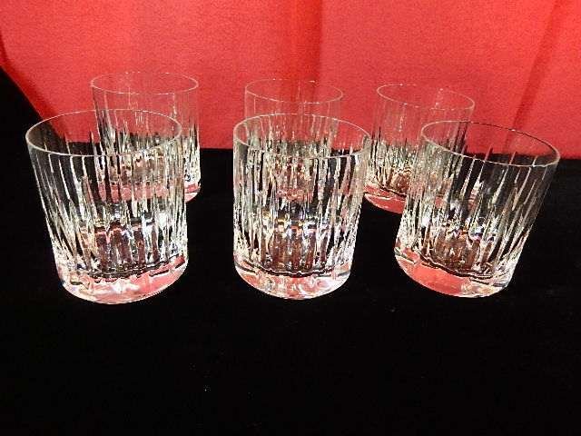 6 MILLER ROGASKA CRYSTAL DOUBLE OLD FASHIONED GLASSES,