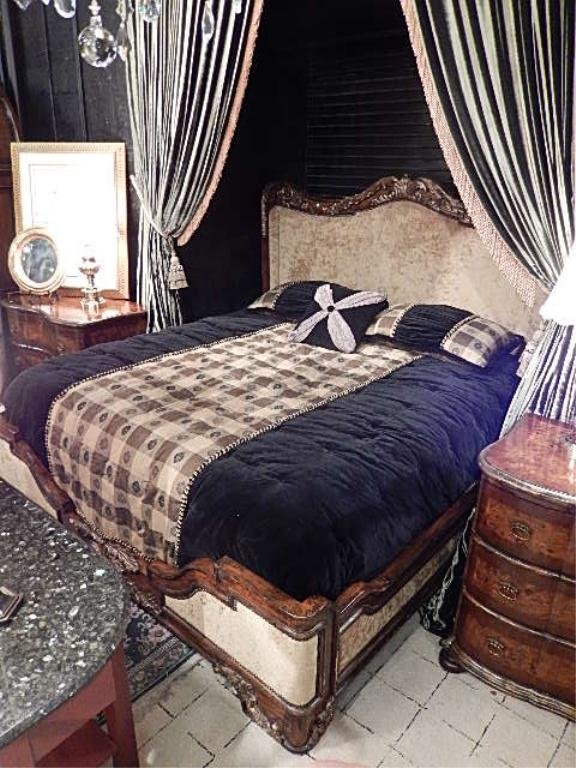 DESIGNER MARGE CARSON KING BEDROOM SET, GOLD GILT