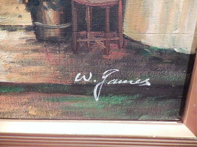 W. JAMES PAINTING ON CANVAS, RESTAURANT/BAR, APPROX 24" : Lot 238