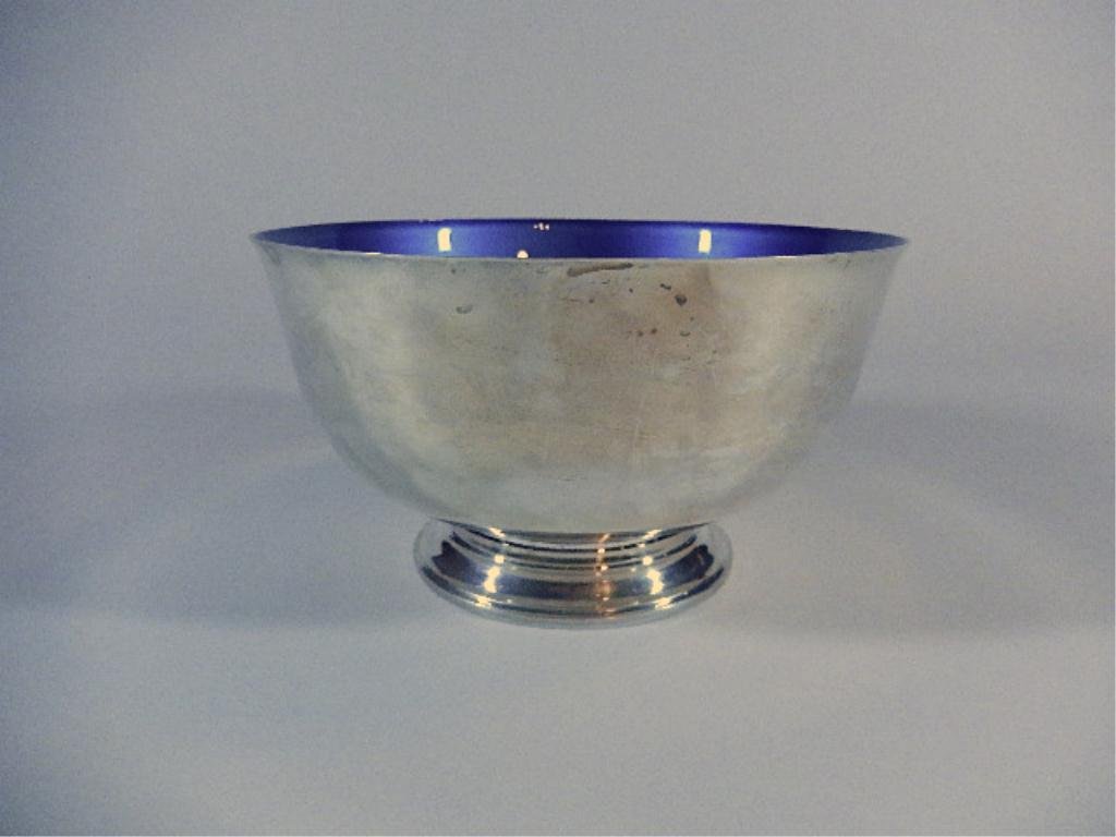 TOWLE SILVERSMITHS STERLING SILVER & BLUE ENAMEL BOWL,