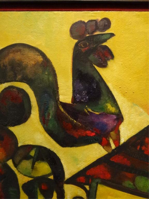 LEO ROTH OIL ON CANVAS, "ROOSTER", CIRCA 1964, WITH