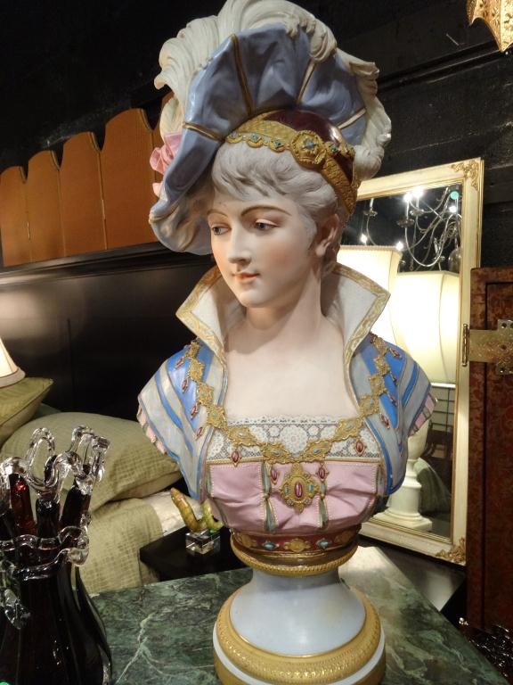 PAUL DUBOY (1830-1887), FRENCH PAINTED BISQUE BUST OF