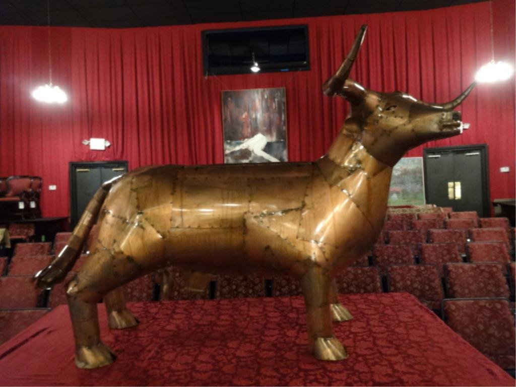 HUGE BULL FORM BARBEQUE GRILL, HANDCRAFTED COPPER