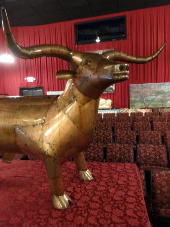 HUGE BULL FORM BARBEQUE GRILL, HANDCRAFTED COPPER : Lot 107D