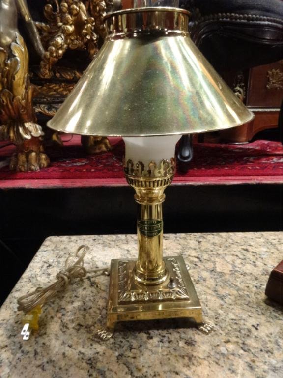 BRASS ORIENT EXPRESS TABLE LAMP, WITH BRASS SHADE,