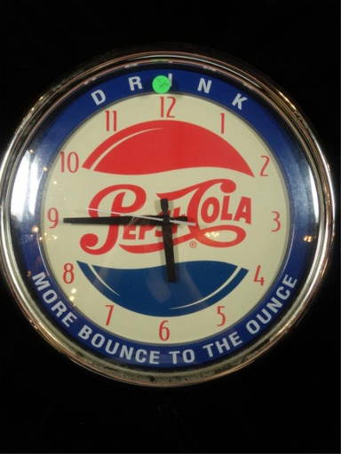 Large Round Pepsi Cola Clock, Battery Operated, Approx