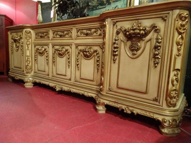 Gold And White Rococo Style Sideboard, Elaborately