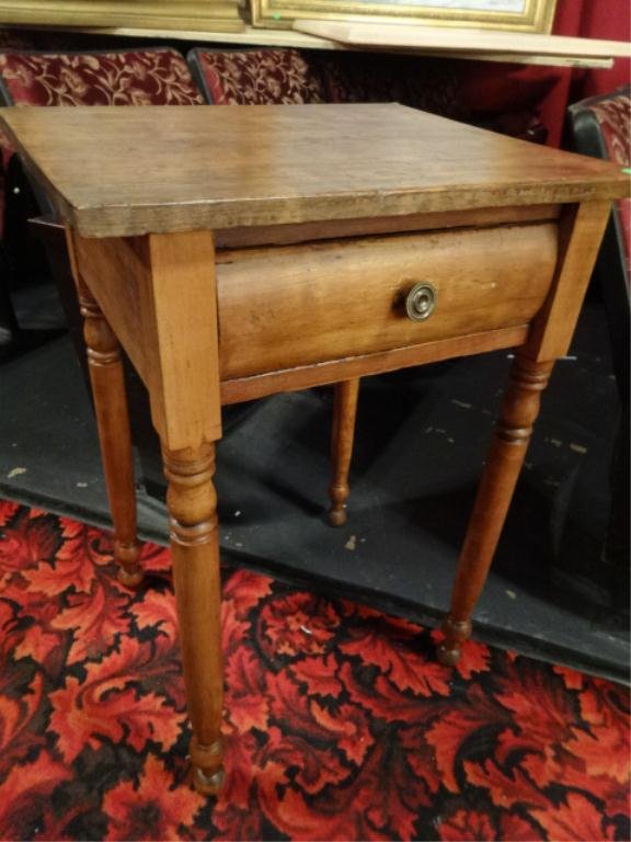 Antique Oak Table With Single Drawer, Approx 18"w,