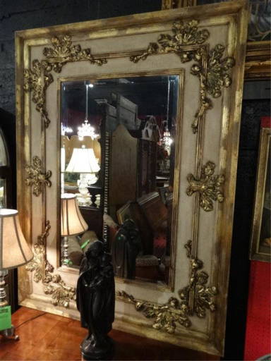 Large Ornate John Richard Mirror, White And Gold