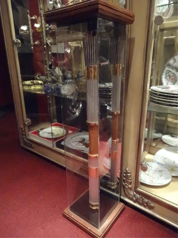 1996 ATLANTA OLYMPIC TORCH, IN DISPLAY CASE, DESIGNED