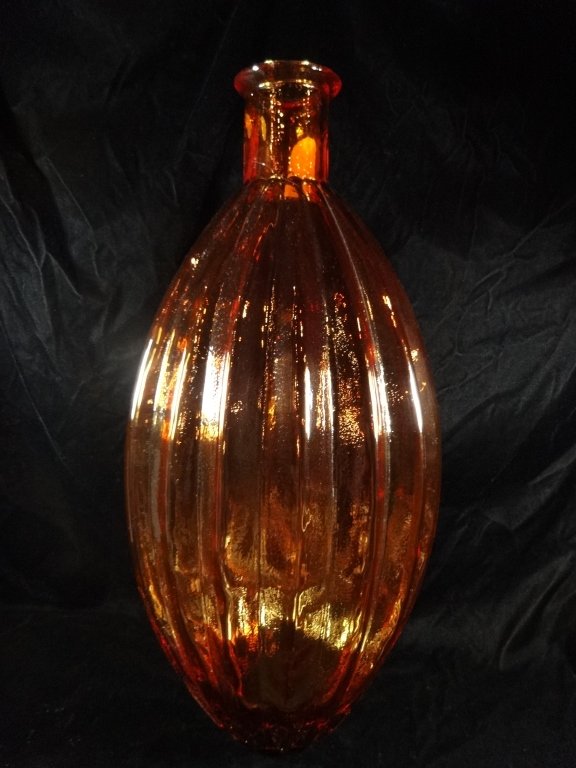 Huge Vidrios San Miguel Art Glass Vase Amber Glass