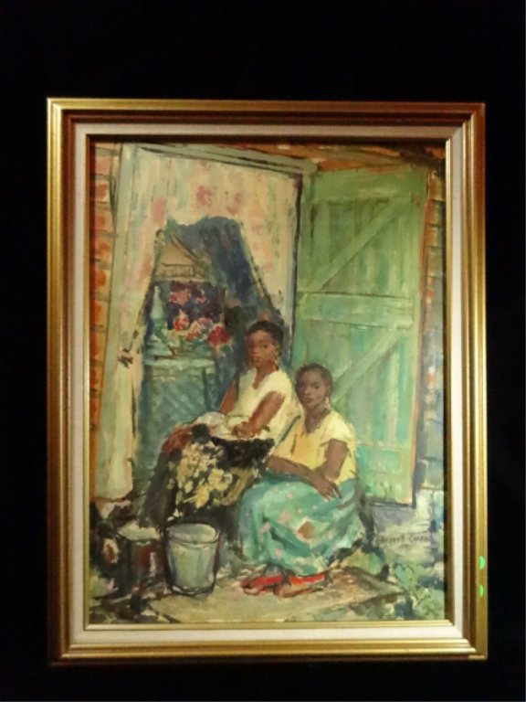 RUPERT CONRAD PAINTING ON BOARD, TWO WOMEN, SIGNED