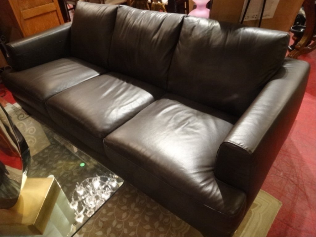 MODERN ITALIAN LEATHER SOFA BY ITALSOFA, BROWN LEATHER,