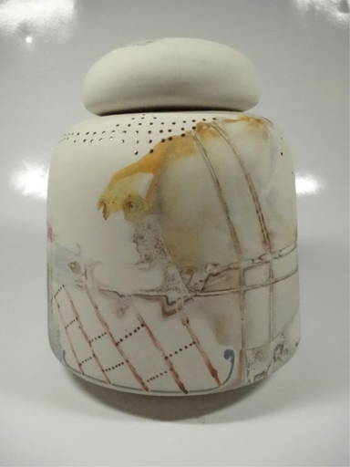 Vintage James Rothrock Pottery Urn With Lid, Signed