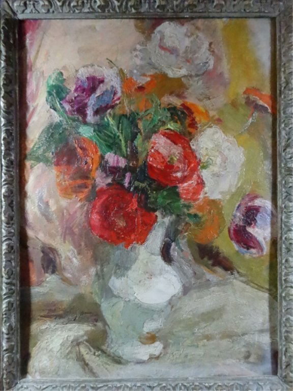 EDITH MORGAN, OIL PAINTING ON BOARD, NO. 1 FLOWERS,