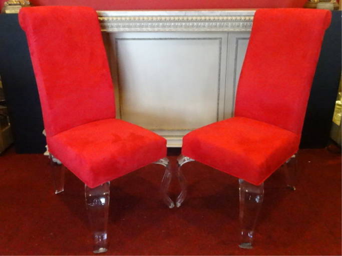 PAIR LUCITE LEG CHAIRS, CABRIOLE LUCITE LEGS, RED - Sep 06, 2016 ...