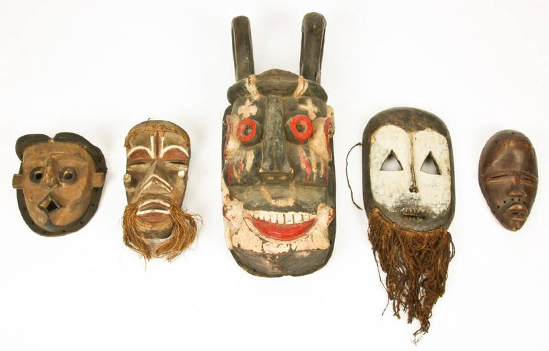 Collection Of 5 African Masks
