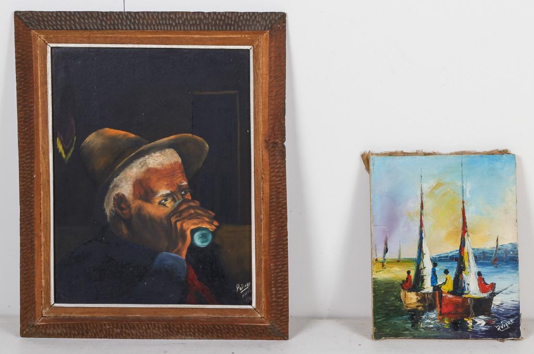 2 Haitian Paintings: Louverture Poisson and Raoul Viard