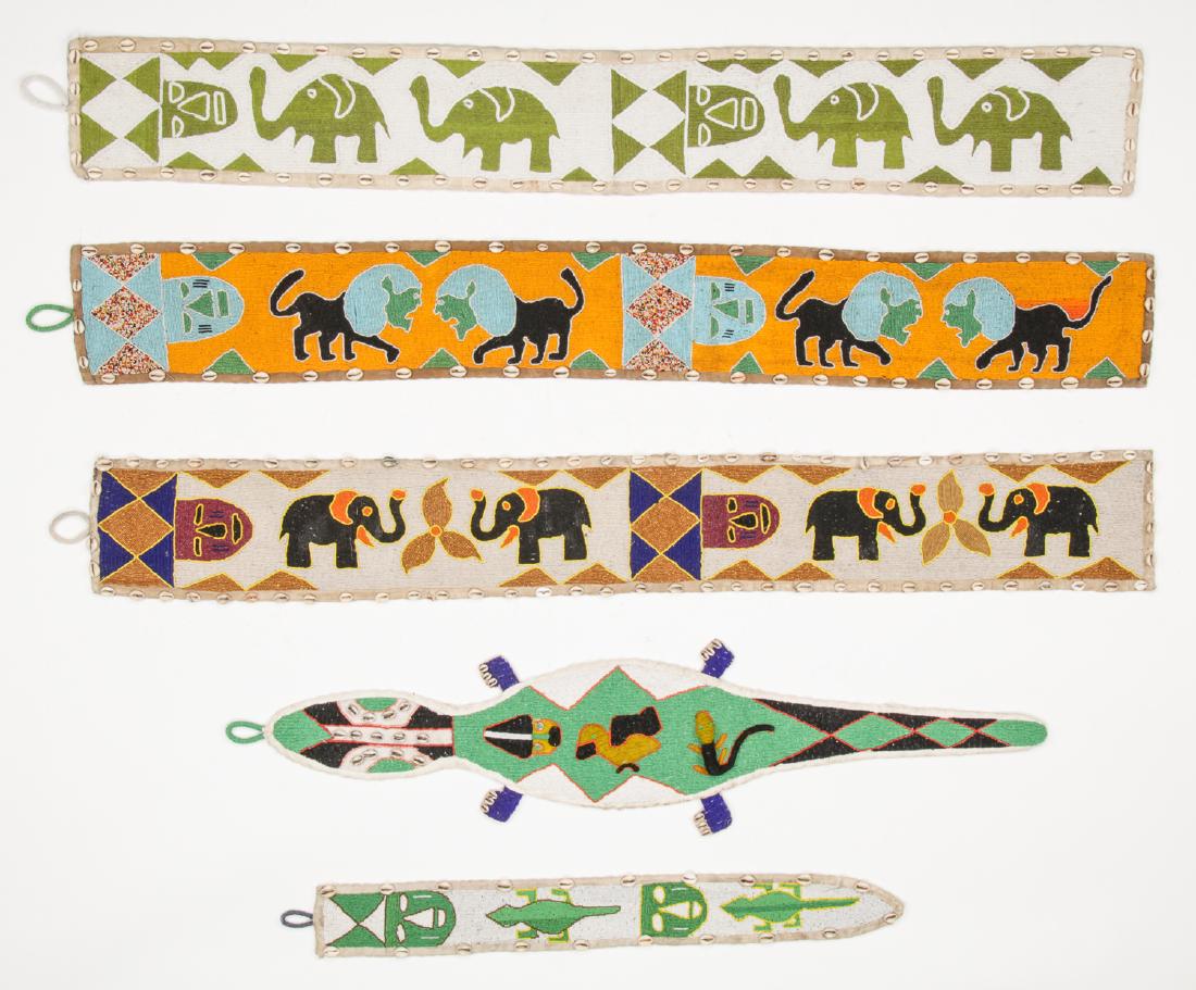 5 Yoruba Style African Beaded Sashes