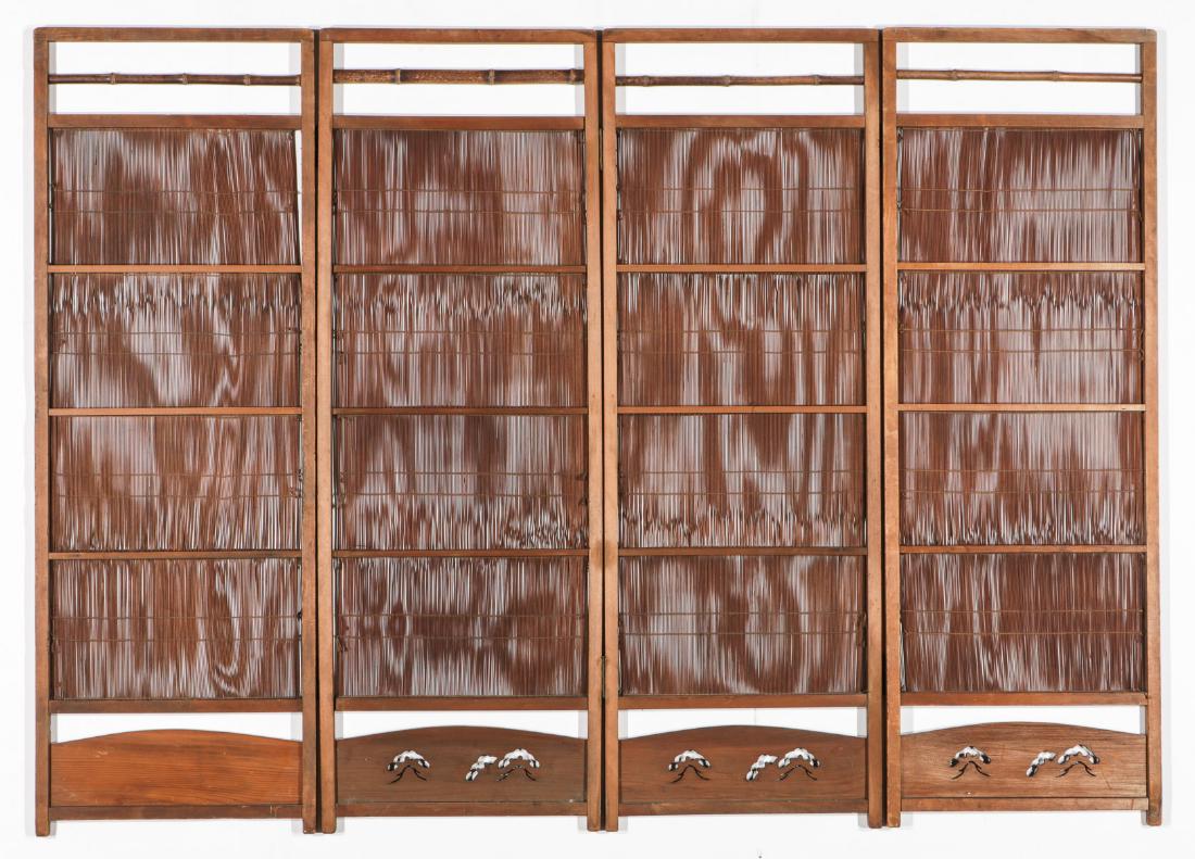 Set of 4 Japanese Wood / Bamboo Screens
