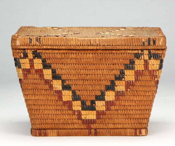 Salish Thompson River Imbricated Lidded Storage Basket
