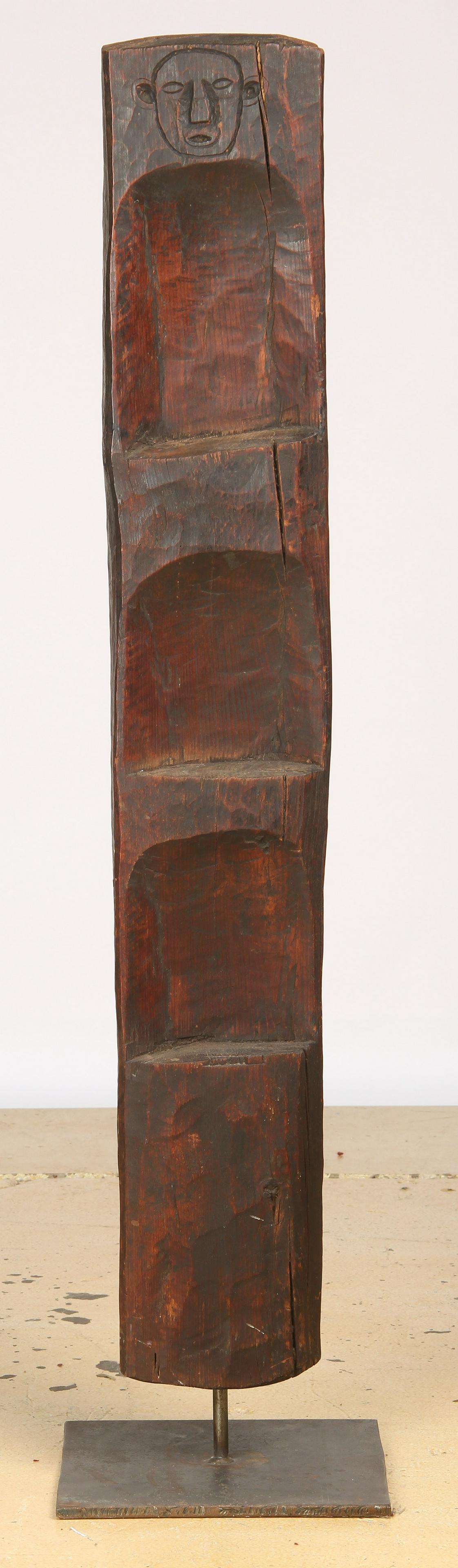 Old Carved Wood Asian Totem Ladder, Possibly Nepal